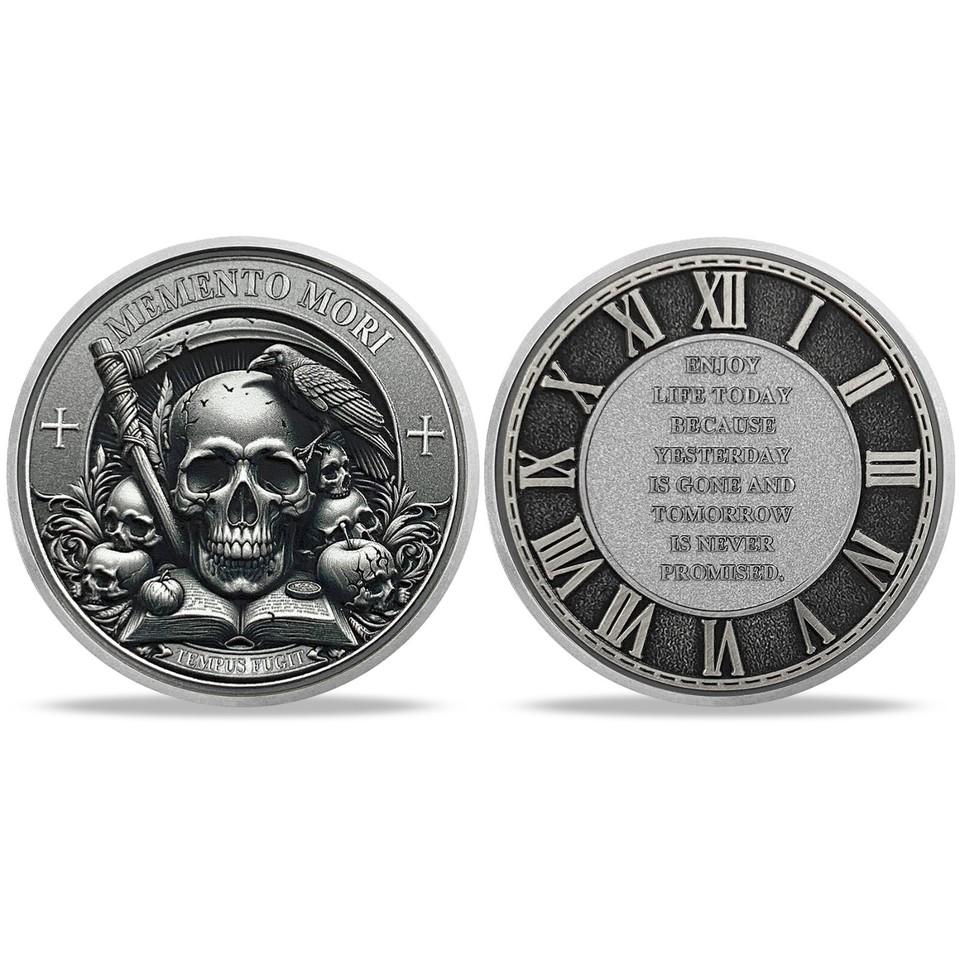 Skull Memento Mori Coin Memento Vivere Daily Stoic Challenge Coin Gifts ...