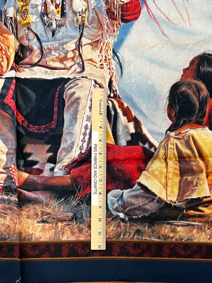 Indian Buffalo Tales 100% cotton fabric panel approx 36 x 44/45 Indian ...
