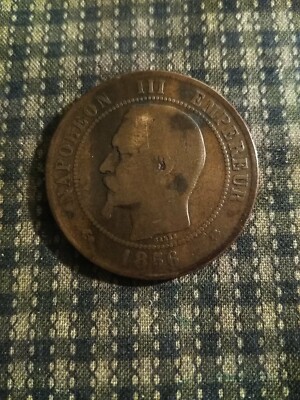 1856 Coin, France, Napoleon III, Napoléon III, 10 Centimes, 1856, Paris ...