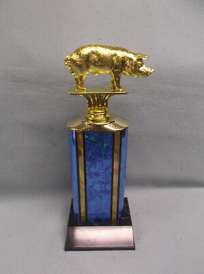 pig hog trophy award blue column weighted black base BBQ | eBay