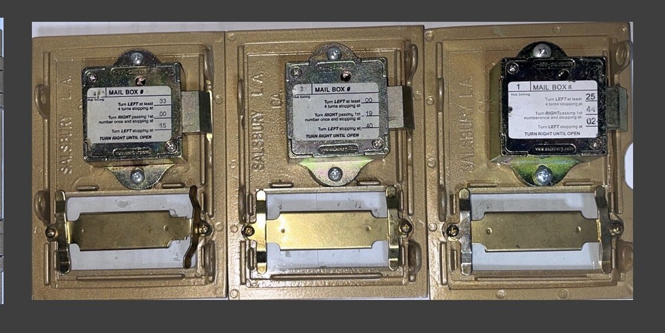 Lot Of 3 - USPS PO Mailbox Brass Postal Combo Door Lock 5”x 3 1/2” | eBay