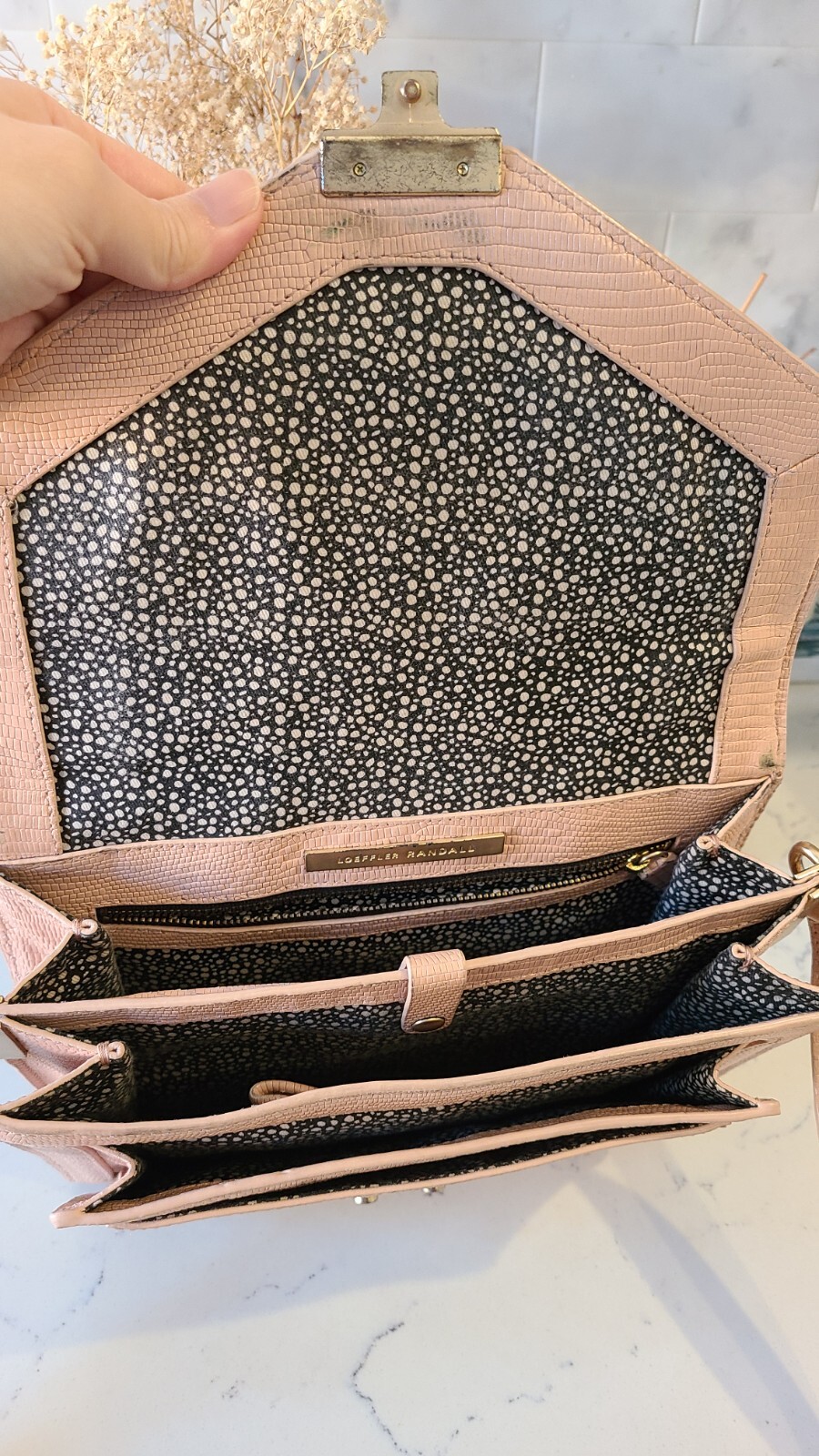 Loeffler Randall Medium Rider Lizard bag pink shoulder or cross-body ...