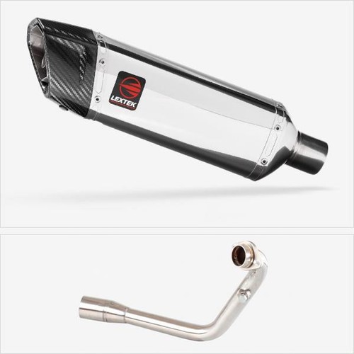 Lextek SP4 Polished Stainless Steel Exhaust System 300mm for Lexmoto ...