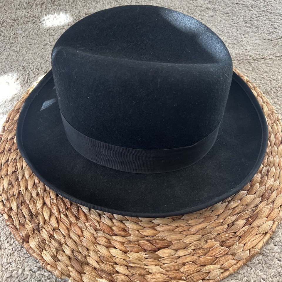 Scala Black Wool Felt Homburg Godfather Small Hat Men’s Top Hat Fedora ...