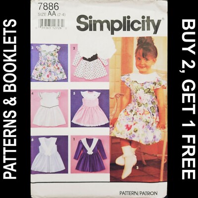 Vintage Simplicity Child's Dress w Variations Pattern #7886 Size 2-4 ...