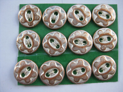15mm Small Beautiful Copper Tone Whitewash Pattern Metal Sewing Buttons ...