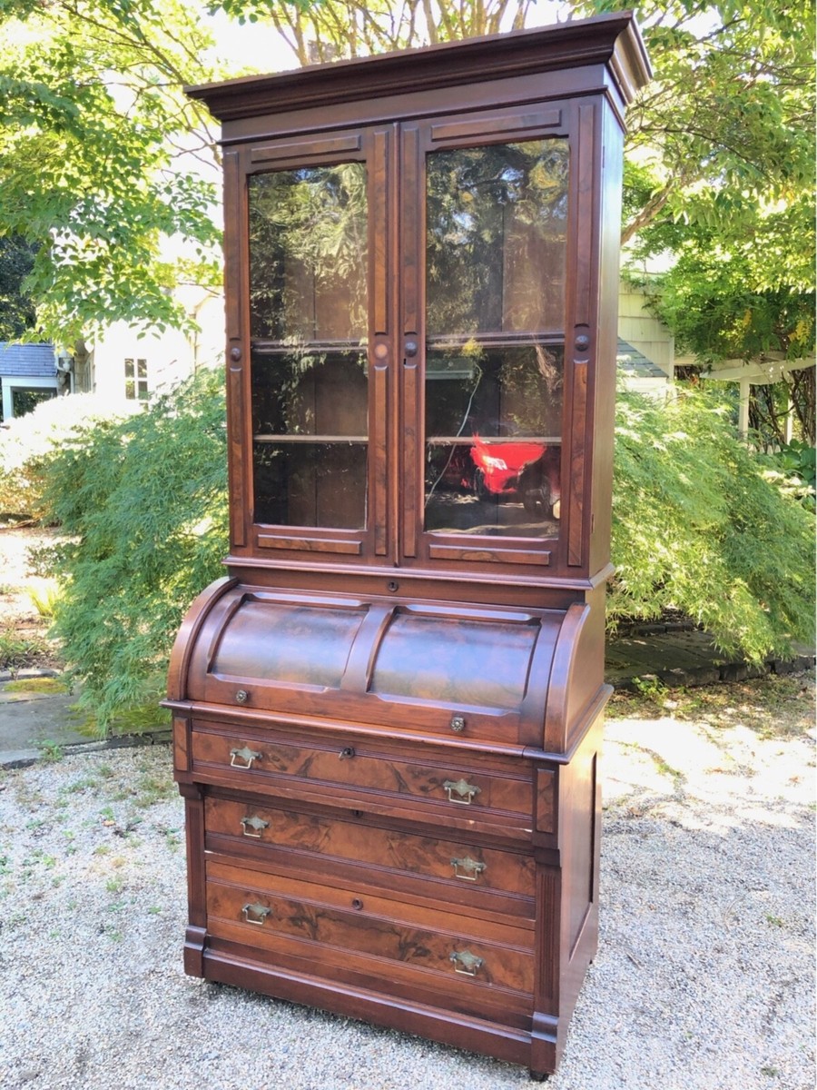 Vintage Secretary Desk With Hutch Vintage Walnut Roll Secretary Desk