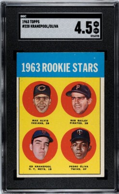 Tony Oliva/Ed Kranepool 1963 Topps Rookie Card (RC) #228- SGC Graded 4. ...
