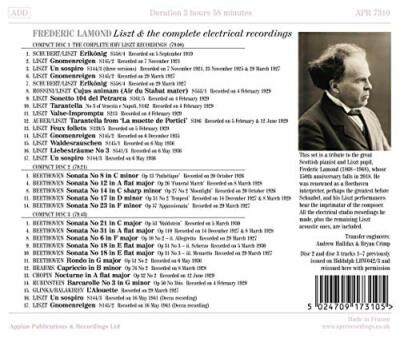 The Liszt Recordings [Frederic Lamond] [Apr APR7310] | eBay