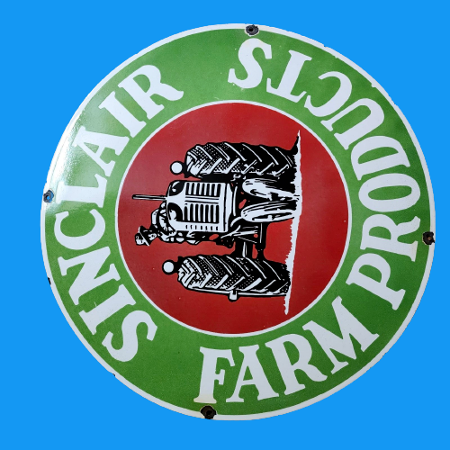 SINCLAIR FARM PORCELAIN ENAMEL SIGN 30 INCHES ROUND DOUBLE SIDED | eBay