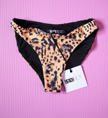 NEW Beach Riot XS Chelsea Bikini Bottom Peach leopard Cheetah Print NWT ...
