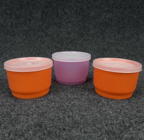 Tupperware #1229 Mini Snack Containers Set of 3 Orange and Pink with ...