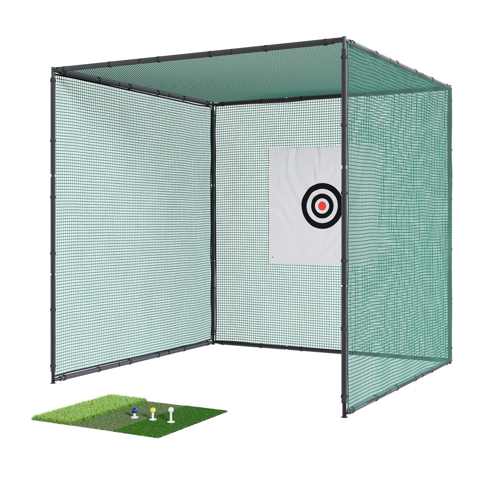 10X10FT Black Steel Golf Cage Net Driving Cage For Hitting Practice ...