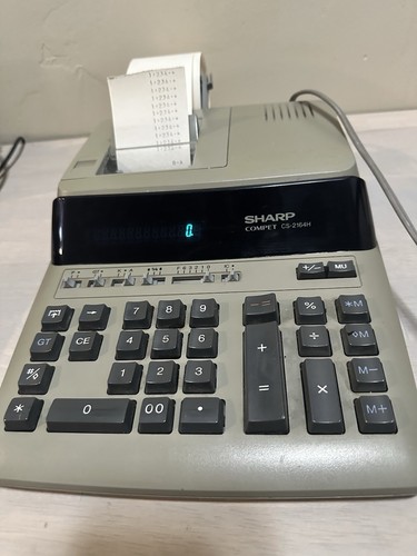 12 DIGIT SHARP COMPET CS-2164H PRINTING CALCULATOR GREY USED ADDING MACHINE | eBay