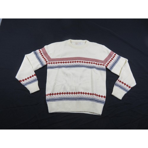 Pebble Beach of California Beige Geometric Striped Knit Sweater Sz M ...