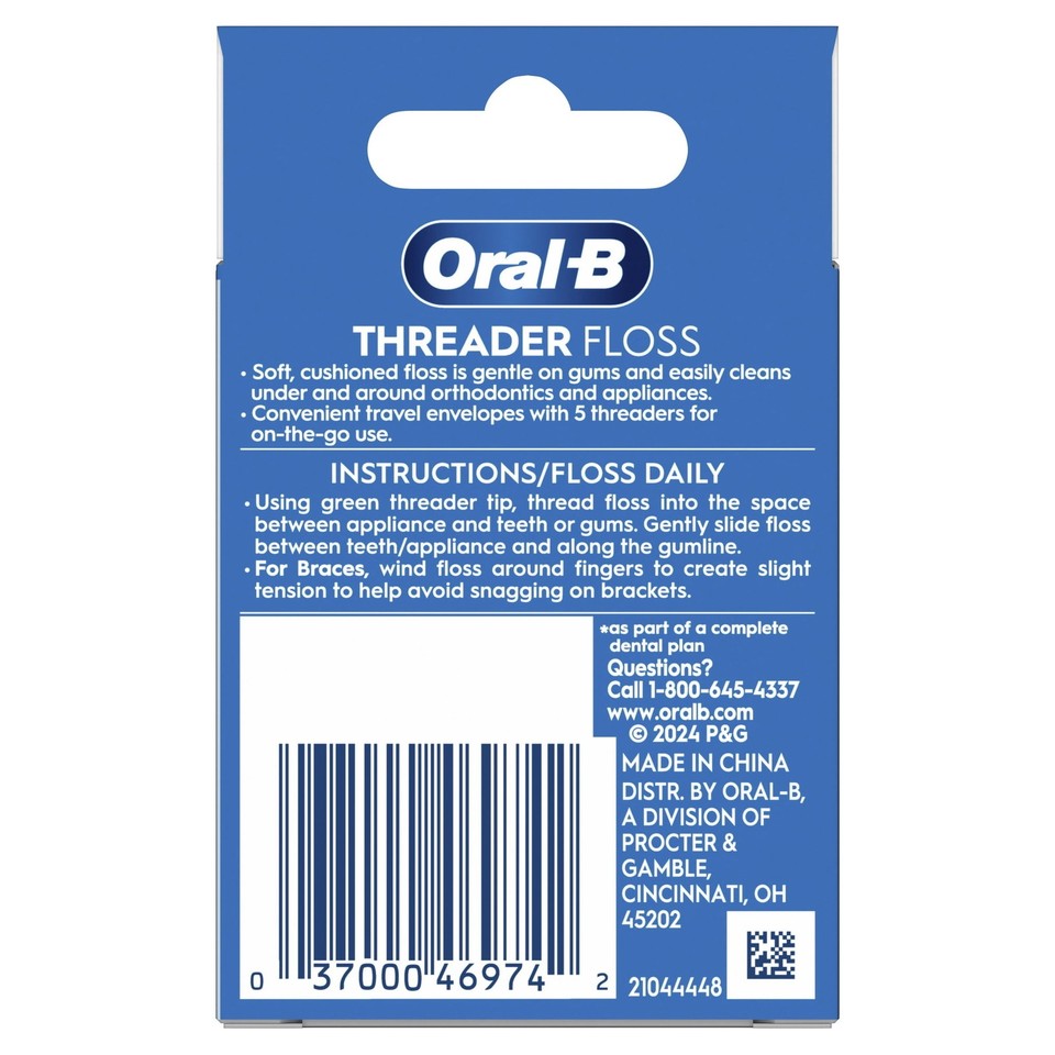 Oral-B Glide Pro-Health Threader Dental Floss 30 Single-Use Packets ...