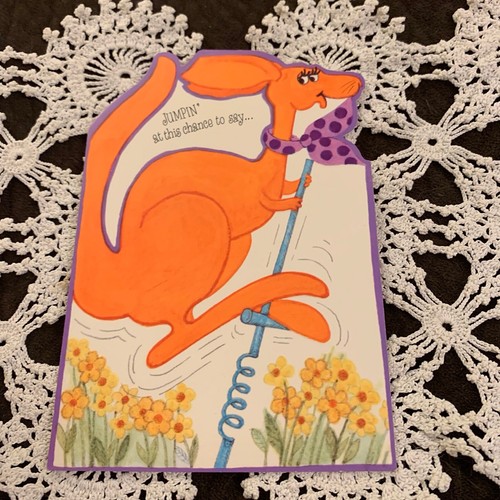 Vintage Greeting Card Birthday Kangaroo Pogo Stick | eBay