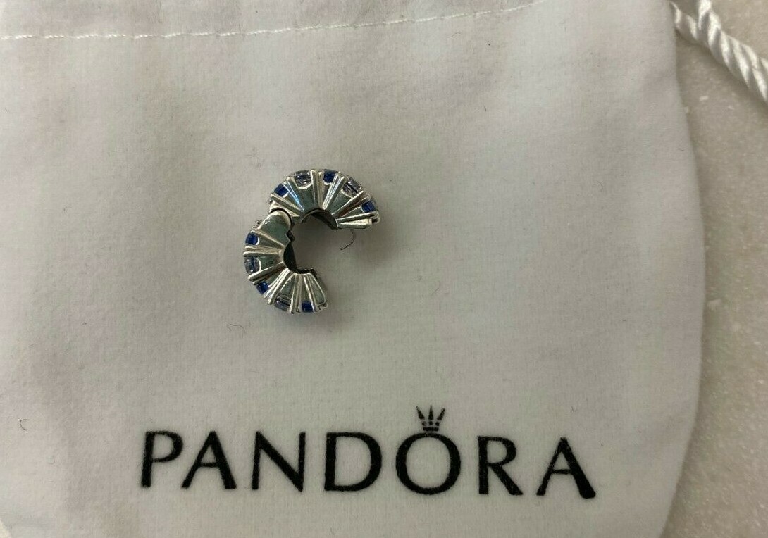 NEW 2020 PANDORA CLEAR & BLUE SPARKLING CLIP charm 799171c01 $55 Free ...