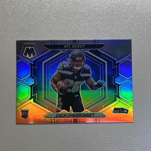 2023 Panini Mosaic Football NFL DEBUT RC Zach Charbonnet Silver Prizm ...