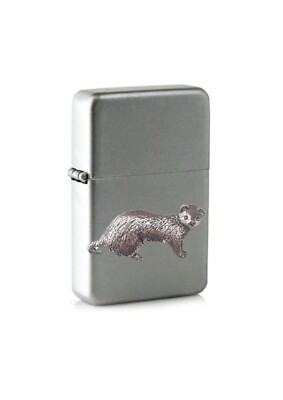 ppa39 Ferret emblem on a flip top petrol silver lighter windproof | eBay UK