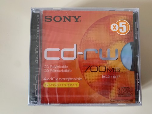 Sony CD-RW Rewritable 700 MB 4x-10x 80min Pack de 5 discs neufs ...