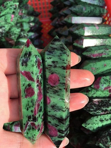 1LB Red Ruby in Green Zoisite Natural Crystal Gem DT WAND Point ...