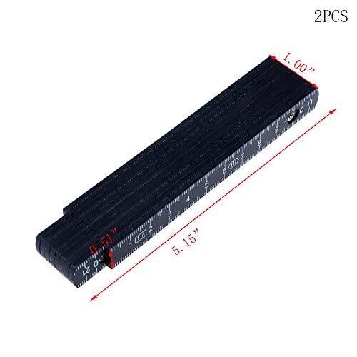 2PCS Black 1 Meter ABS Folding Ruler with Sliding ExtensionMini Folding ...