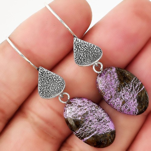 Natural Purpurite - South Africa 925 Sterling Silver Earrings Jewelry E-1094 | eBay