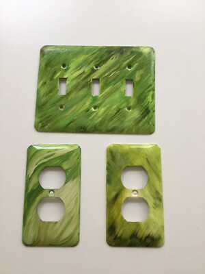Lot Of 3 Hand Painted Electrical Switch And Outlet Covers Artsy Modern ...