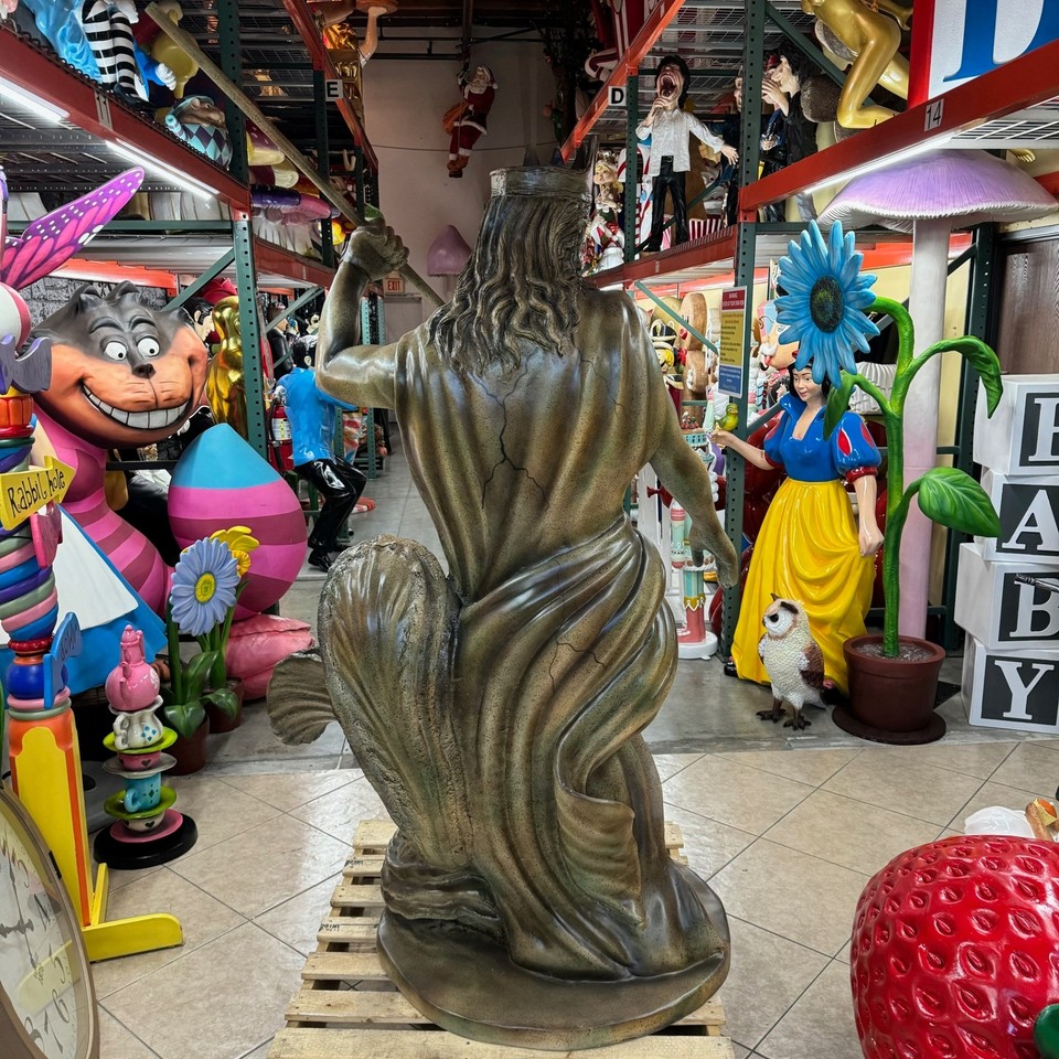 Neptune Life Size Resin Statue Mythical Figure Antique Looking Theme Prop Decor | eBay