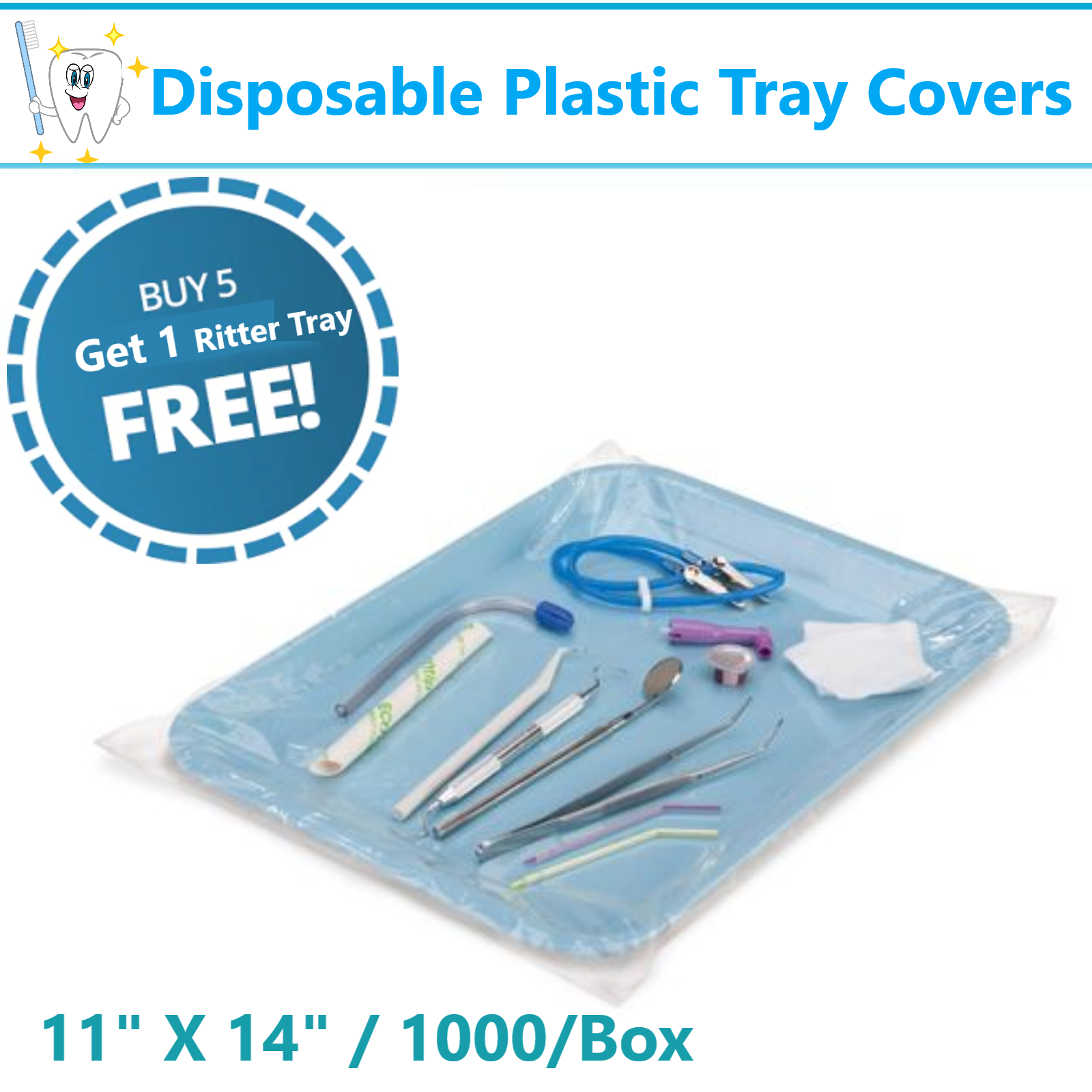 1000 pcs Dental Disposable Plastic Tray Cover Sleeves Ritter B Size 10. ...