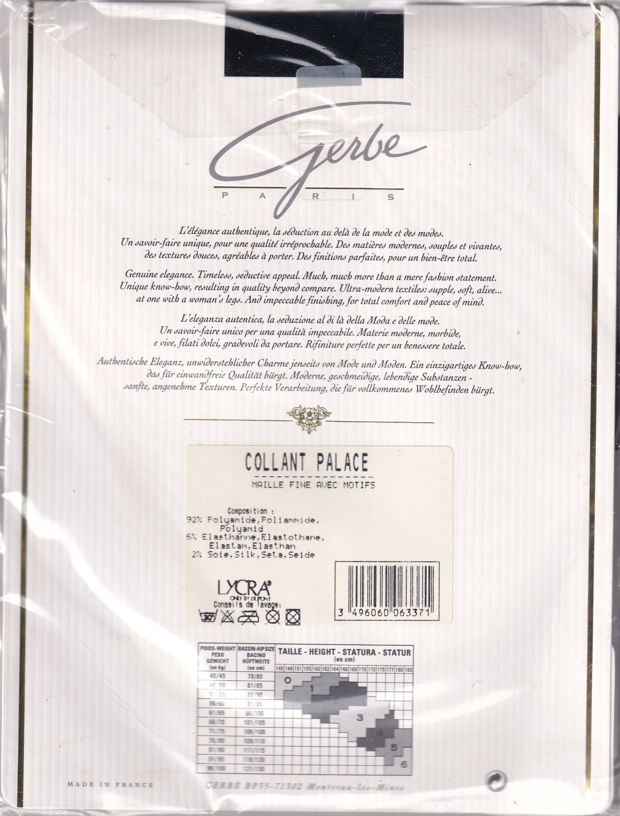 Collant GERBE PALACE coloris Noir. Taille 1 - 8½. Luxury tights. | eBay