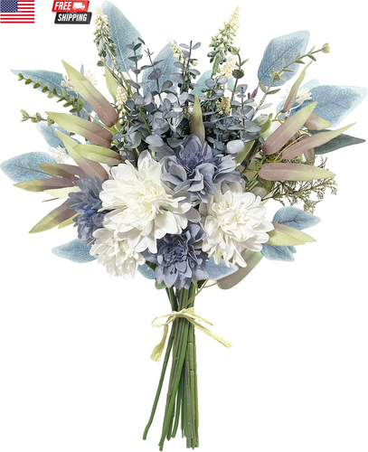 Artificial Flowers Bouquet, Silk Flowers Blue Fake Flowers Arrangement ...
