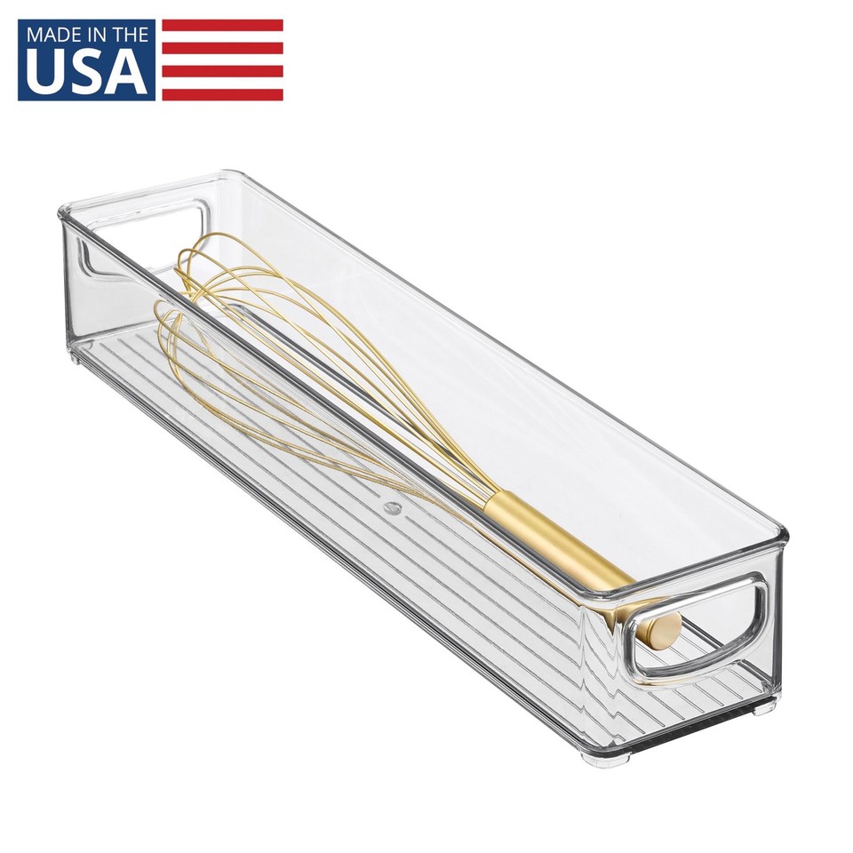 iDesign Slim Clear Plastic Storage Bin, Extra Long Narrow Small, | eBay