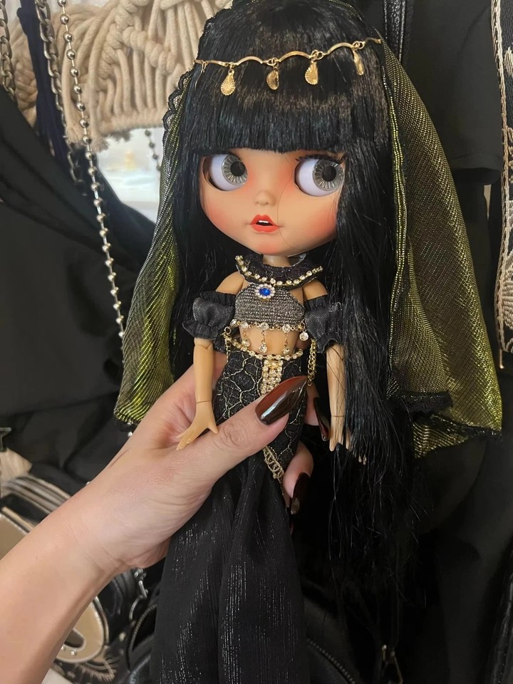 OOAK Blythe Doll Black Hair Matte Face Brown Skin BJD 1/6 Custom ...