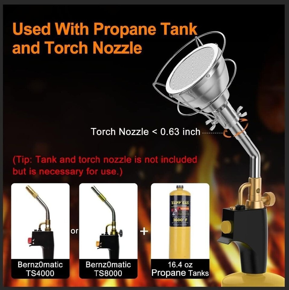 Cooking Torch Attachment, Pro Grade Chef Kitchen Food Culinary Propane ...