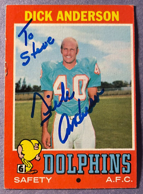 SIGNED DICK ANDERSON 1971 TOPPS FOOTBALL CARD AUTOGRAPH - DOLPHINS | eBay