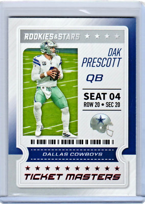 Dak Prescott 2020 Panini Rookies & Stars Ticket Masters #10 Dallas ...