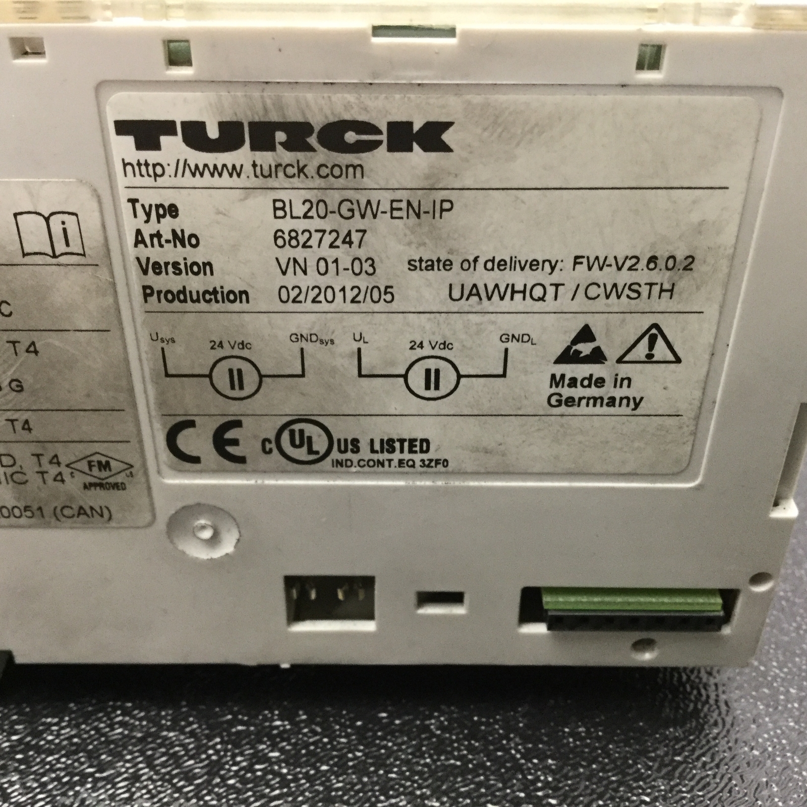 Turck BL20-GW-EN-IP Gateway For BL20 I/O System, 24VDC, 10-100Mbps, 1x ...