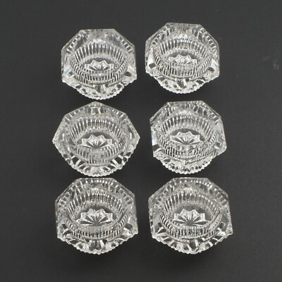 Lot (6) Czech vintage cut crystal glass salt cellars condiment pots ...