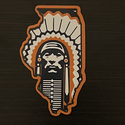 Chief Illiniwek Logo in State of Illinois Outline Fighting Illini ...