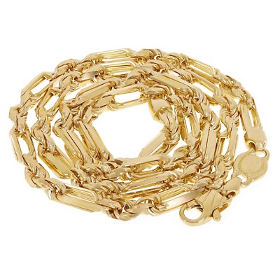 Italian 14k Yellow Gold Solid Milano Figaro Rope Chain Necklace 24" 5mm ...