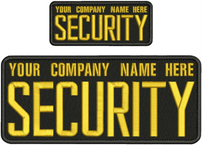 CUSTOM SECURITY EMBROIDERY PATCH 4X10 AND 2X5 VELCR@ ON BACK GOLD ON ...