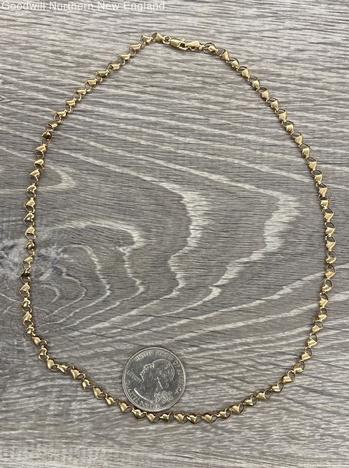10K Yellow Gold Interlocked Heart Link Chain Necklace 17" Long 4mm ...
