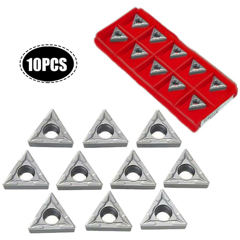 Tool Carbide Inserts Triangular Turning 10pcs Blade CNC Cutter For ...