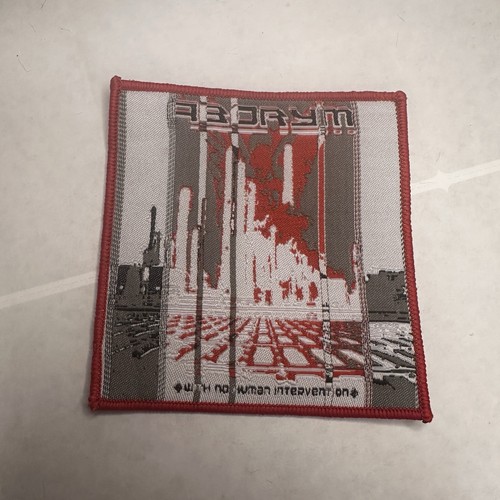 ABORYM, WITH NO HUMAN INTERVENTION, RED BORDER, 4X4 INCHES, WOVEN PATCH ...