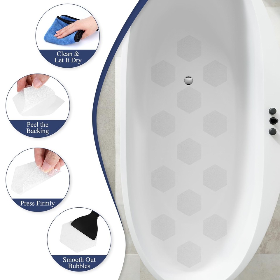 28 PCS Shower Floor Non Slip Stickers with Strong Adhesive Invisible ...