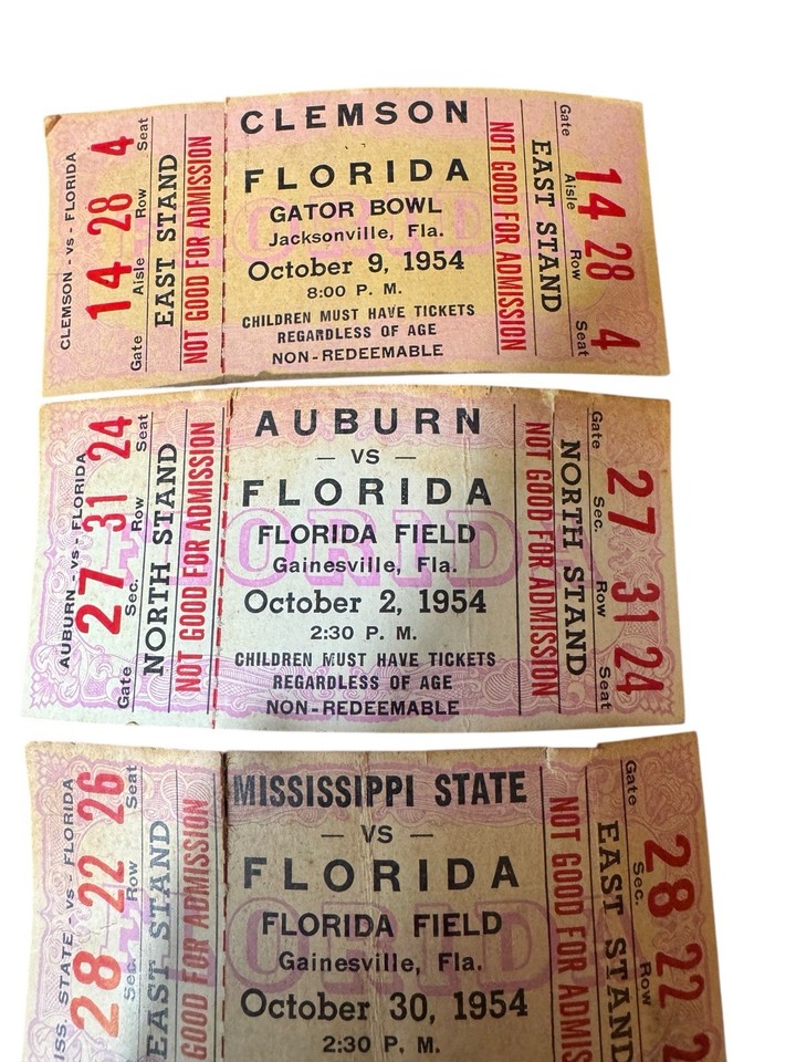 Vintage 1950’s Florida Gators Football Ticket Stubs & Rat Pack Beanie ...