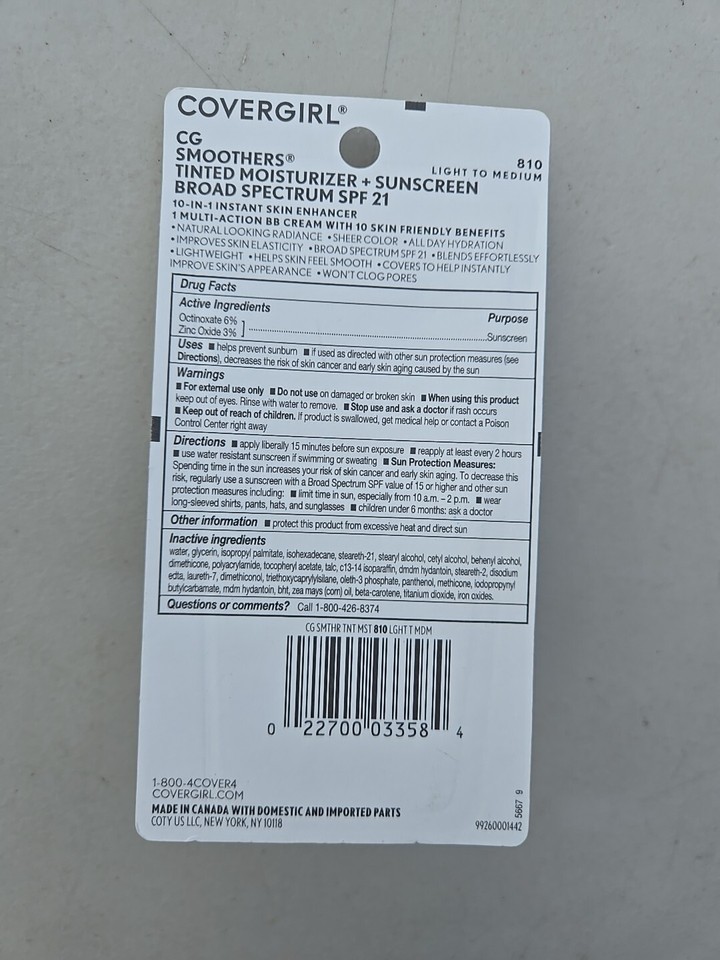 CoverGirl CG Smoothers BB Cream, Light To Medium 810, SPF 21, 1.35 fl ...