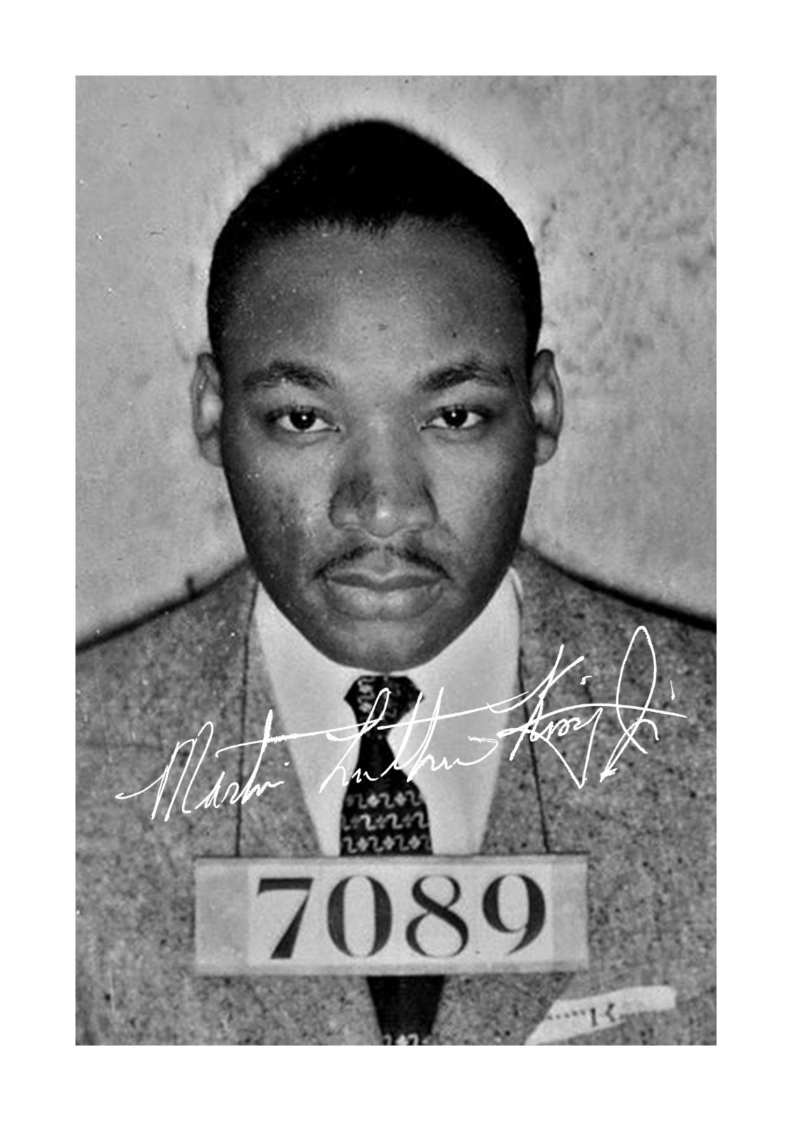 Martin Luther King mug shot A4 reproduction autograph poster Choice of ...